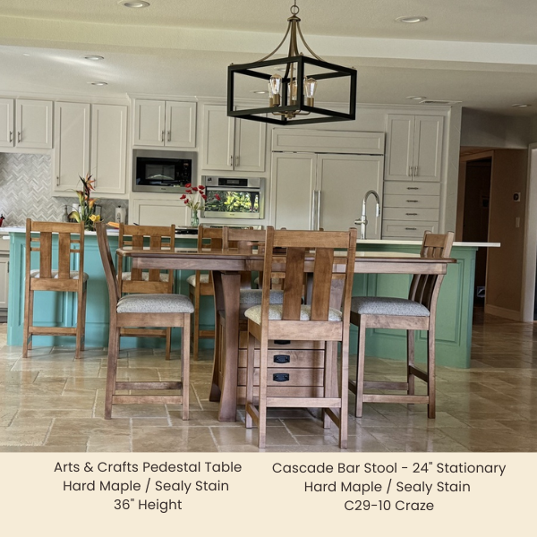 Arts and Crafts Cabinet Pub Extension Table | Hardwood Pub Tables