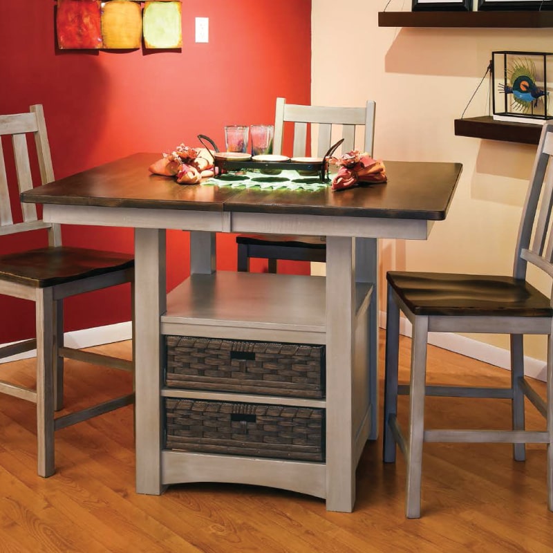 Heidi Cabinet Pub Extension Table | Hardwood Pub Tables
