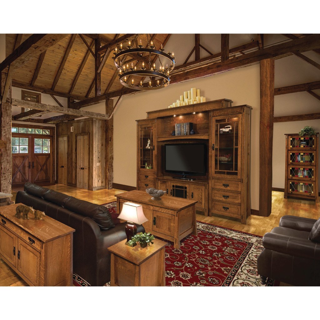 Modesto Media Wall Unit With Angled Side Cabinets